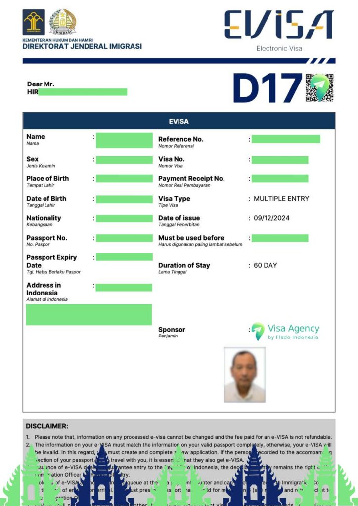 Indonesian Multiple Entry Visa D12 for 1 year: Pre-Investment Business ...