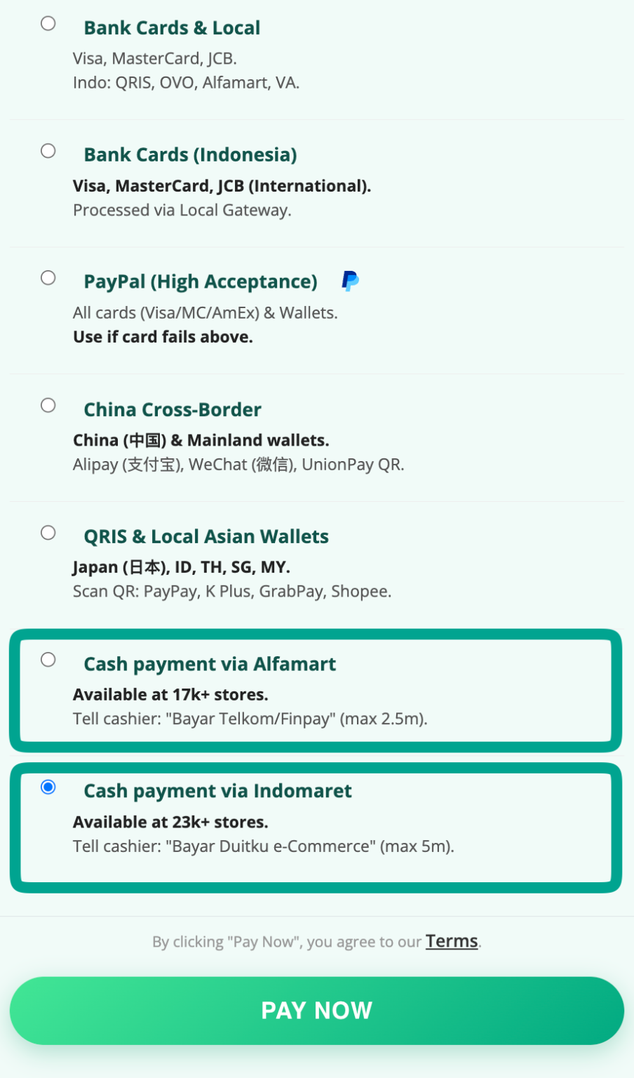 Cash Payment via Alfamart & Indomaret – Visa Agency by Flado Indonesia